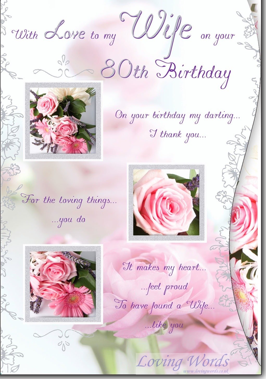 Wife 80th Birthday Greeting Cards By Loving Words