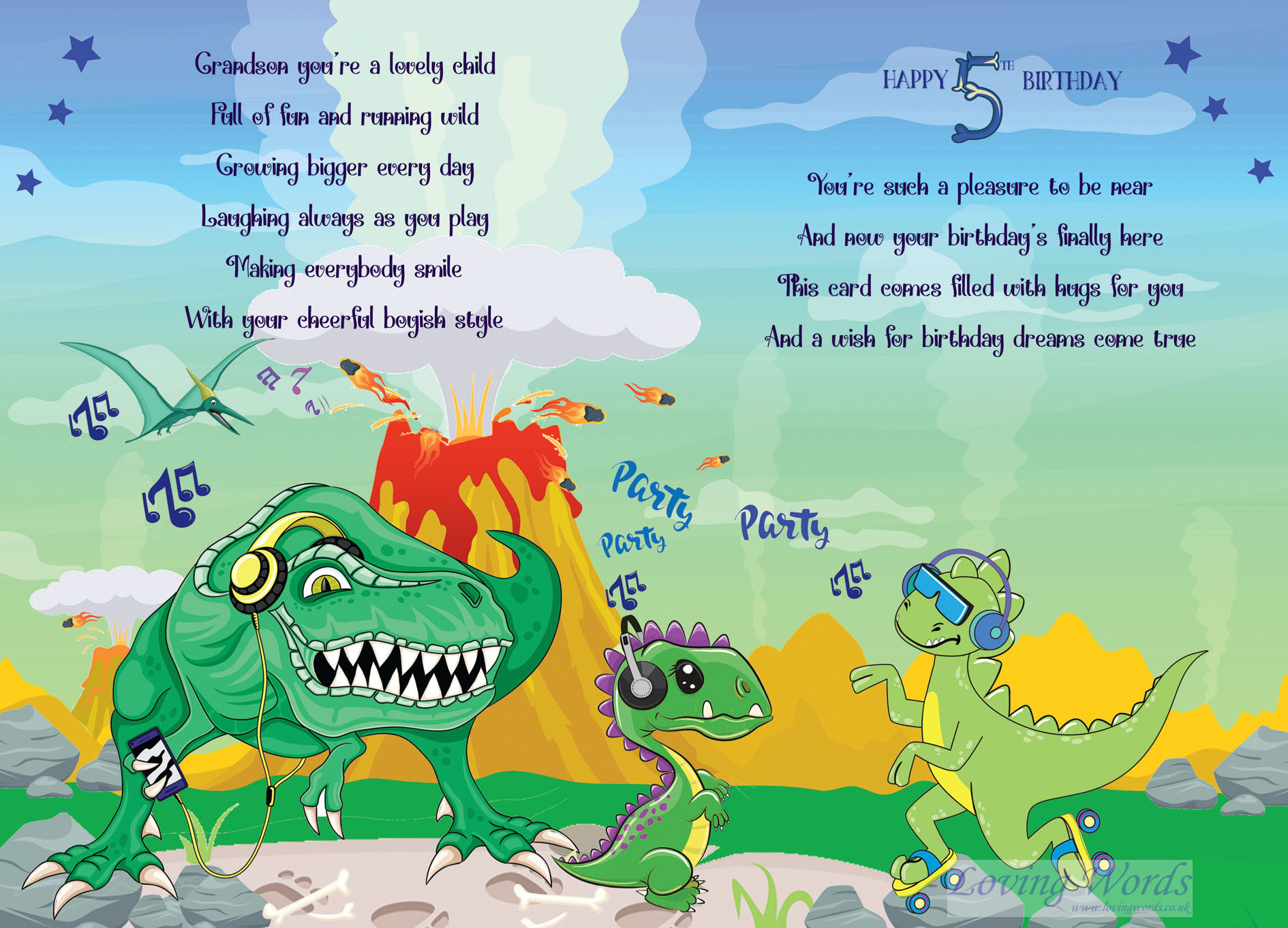 For Grandson 5th Birthday Greeting Cards By Loving Words