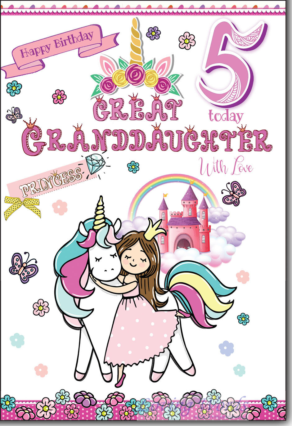 For Great Granddaughter 5th Birthday Greeting Cards By Loving Words